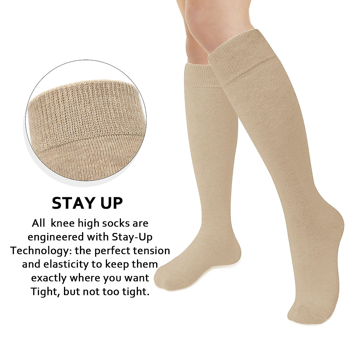 we fleece Warm Knee High Socks for Women-Thermal Cotton Socks for Hiking,Work,Winter,Gifts(One Size, 5Pack Black/Grey/Brown/Beige/Black)