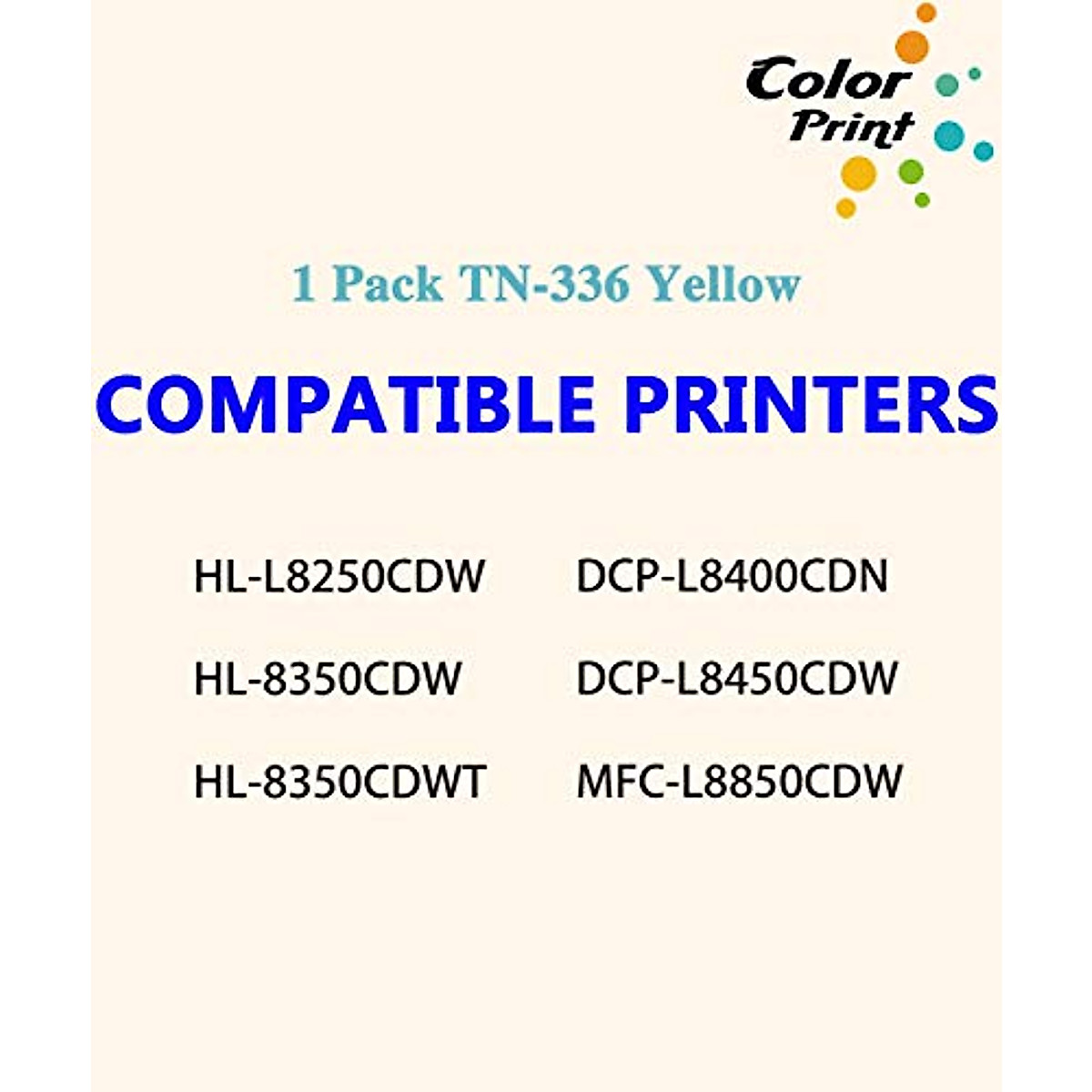 (1-Pack, Yellow) ColorPrint Compatible TN336 Yellow Toner Cartridge Replacement for Brother TN336 TN-336 TN-336Y TN336Y Work with MFC-L8850CDW HL-L8350CDW HL-L8350CDWT MFC-L8600CDW HL-L8250CDN Printer