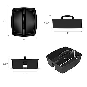 Storex 2-Compartment Large Caddy – Multipurpose Classroom Organizer with Handle, Black, 1-Pack (00973A06C)