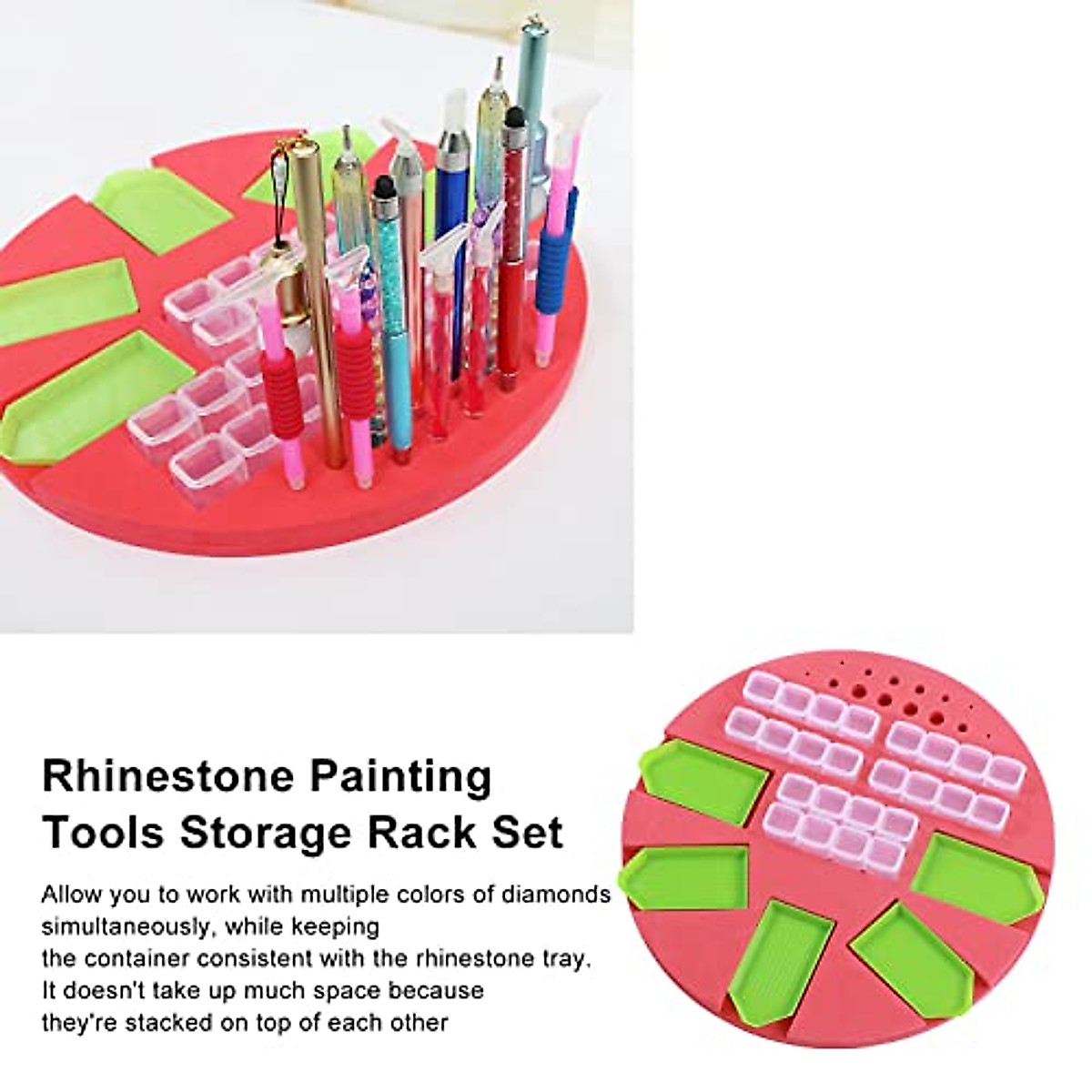 Pssopp Rhinestone Painting Tools Tray Storage Rack, Rhinestone Painting Tools Accessories Kit Storage Containers for DIY Craft Arts