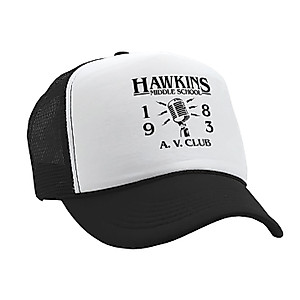 Hawkins Middle School - AV Club - Stranger - Vintage Retro Style Trucker Cap Hat (Black)