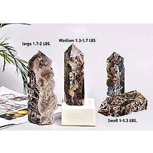 AMOYSTONE Sphalerite Geode Crystal Large Obelisk Tower 4 Faceted Pointed Wand Pillar Healing Reiki, Chakra, Home Décor Irregular Texture 1.7-2 LBS