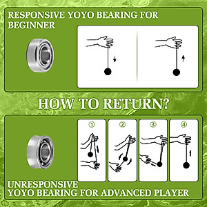 YOYOSTUDIO Responsive Yoyo Professional Yoyo for Kids 8-12 Fingerspin Yo Yo for Adults Kids Pro Trick Yoyos with Unresponsive Yoyos Bearings Kit, 10 Yo-Yo Strings, Case and Gloves (Yellow & Green)