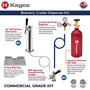 Kegco Kegerator 24" Wide Single Tap Stainless Steel Commercial Beer Dispenser HK38SSC-1