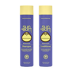 Sun Bum Blonde Purple Shampoo & Conditioner - UV-Protecting, Cruelty-Free, Color Enhancing and Toning Treatment for Blondes, 10 Ounce
