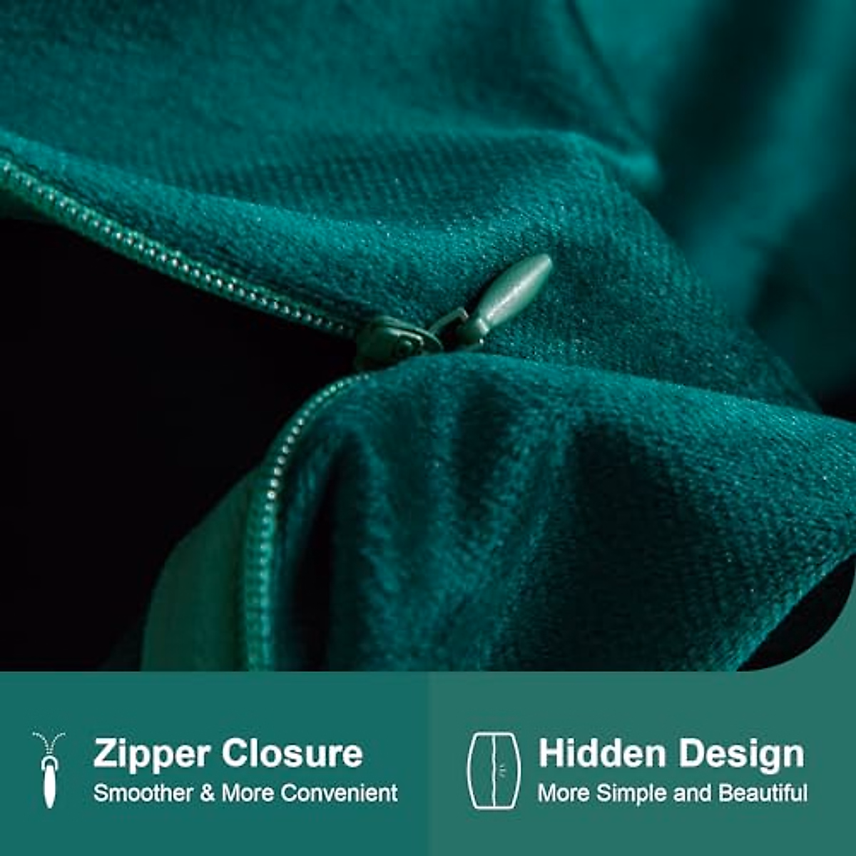 HYBD Soft Velvet Duvet Cover Queen Size - Breathable and Lightweight Warm Duvet Cover Set 3 Pieces with Zipper Closure, Washable & Durable, 1 Duvet Cover 90x90 inches and 2 Pillow Shams, Emerald Green