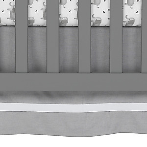 Lambs & Ivy Signature Gray Linen with White Trim 4-Sided Crib Skirt