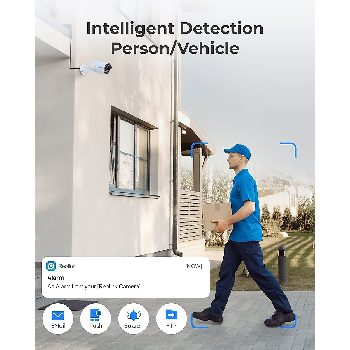 Reolink 5MP PoE Security Camera System Bundle, 6pcs 5MP Smart Human/Vehicle Detection PoE Cameras, a 8CH NVR Pre-Installed with 2TB HDD(Include 4 x 18M Cat5 Cable)
