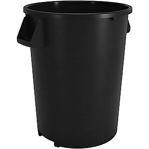 SPARTA Bronco Waste Container Trash Container, Round Trash Bin for Disposal, 32 Gallons, Black, (Pack of 4)