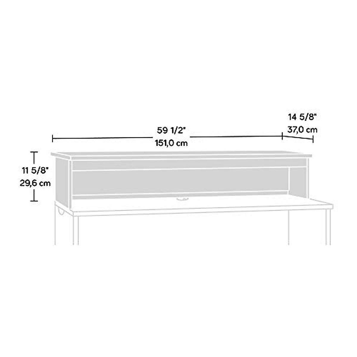 Sauder Via Hutch, L: 59.45" x W: 14.57" x H: 11.65", Classic Cherry Finish
