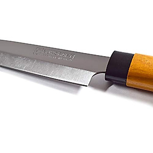 Seki Japan Professional Fruit Knife, Small Peeling Knife, Point Ended, 3.7-inch Stainless Steel Blade with Wooden Handle and Point Ended Sheath, for Kitchen and Outdoor