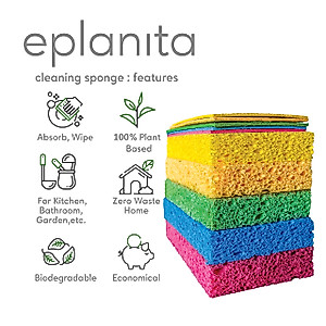 EPLANITA Pop-Up Sponges (10 Pack) Natural Cellulose, Scratch-Free Cleaning for Kitchen & Bathroom, Washing Up, Eco Scrub, DIY Crafts