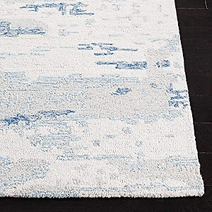 SAFAVIEH Abstract Collection 9' x 12' Ivory/Blue ABT465A Handmade Abstract Premium Wool Area Rug