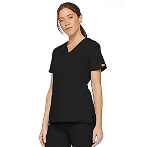 Dickies Women's EDS Signature Mock Wrap Top with Multiple Instrument Loop, Black, X-Large