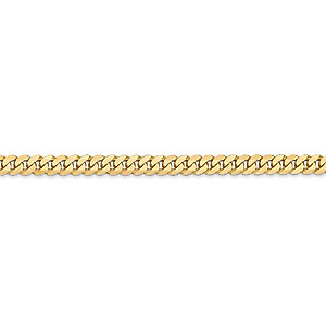 Solid 14k Yellow Gold 3.9mm Beveled Curb Cuban Link Bracelet - with Secure Lobster Lock Clasp 8"