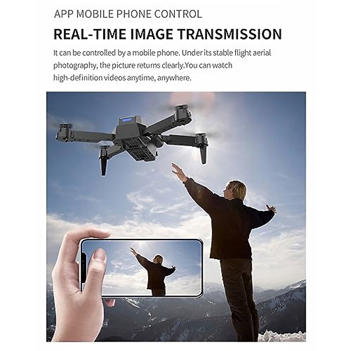 E88 Pro Drone with 4K Camera, WiFi FPV 1080P HD Dual Foldable RC Quadcopter Altitude Hold, Headless Mode, Visual Positioning, Auto Return Mobile App Control, Black, 7.83 x 7.17 x 2.87 inches