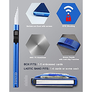 TOYFID Minimalist Wallet for Men - Pop Up Credit Card Wallet for Men,Men's Slim Wallet,Metal Wallet for Mens,Credit Card Holder,Ultralight Cards Wallet,RFID Blocking Protection,Band for Cash, Blue