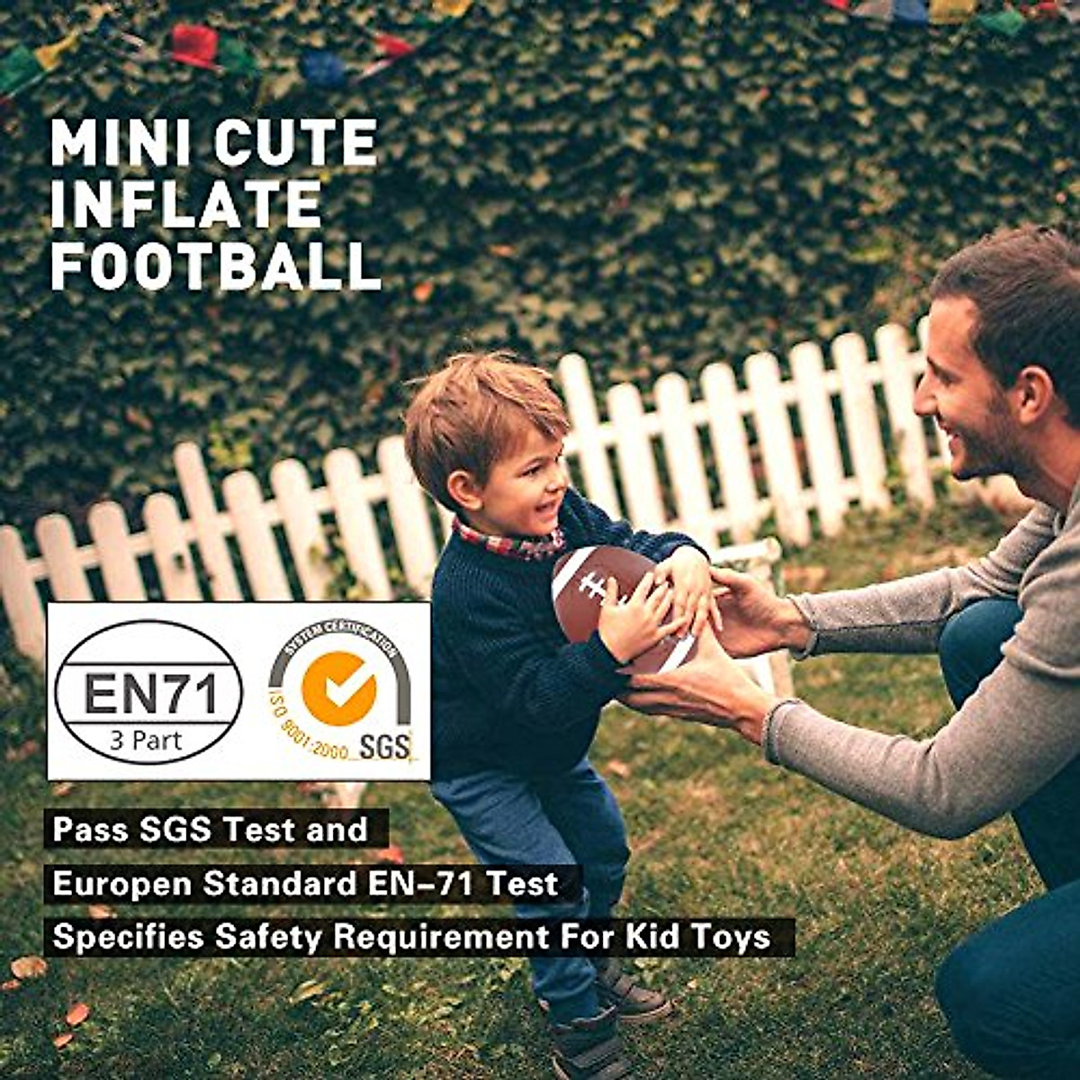 Kids Footballs ,7.5” Small Ball Toy for Kids ,Mini American Footballs Handheld, Bouncy and Soft Water Beach Ball - Come Deflated(Brown)