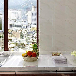 NECAUX Custom Multisize 1.5mm Thick Clear PVC Table Cover Protector - 60 x 108 Inch Long Plastic Crystal Protective Meeting/Dining Room Table Pad Kitchen Wood Grain Vinyl Table Cover