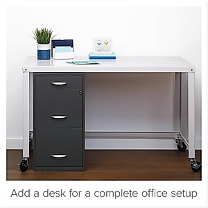 Pemberly Row 3 Drawer 18" Deep Metal File Cabinet in Charcoal