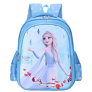 HONTUBS 16" Schoolbags, primary school students, girls, kindergarten girls, lightweight children‘s backpacks for grades (Sky blue 16＂)