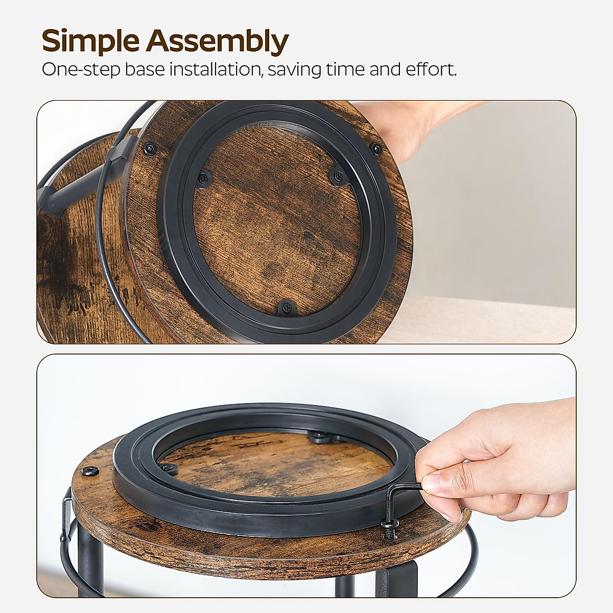 YATINEY Spice Rack, Set of 2 Lazy Susan Organizer, 2-Tier Turntable Organizer, Rotating Spice Rack Organizer For Cabinet, Compact and Versatile, for Kitchen Countertop, Rustic Brown SR22L2BR