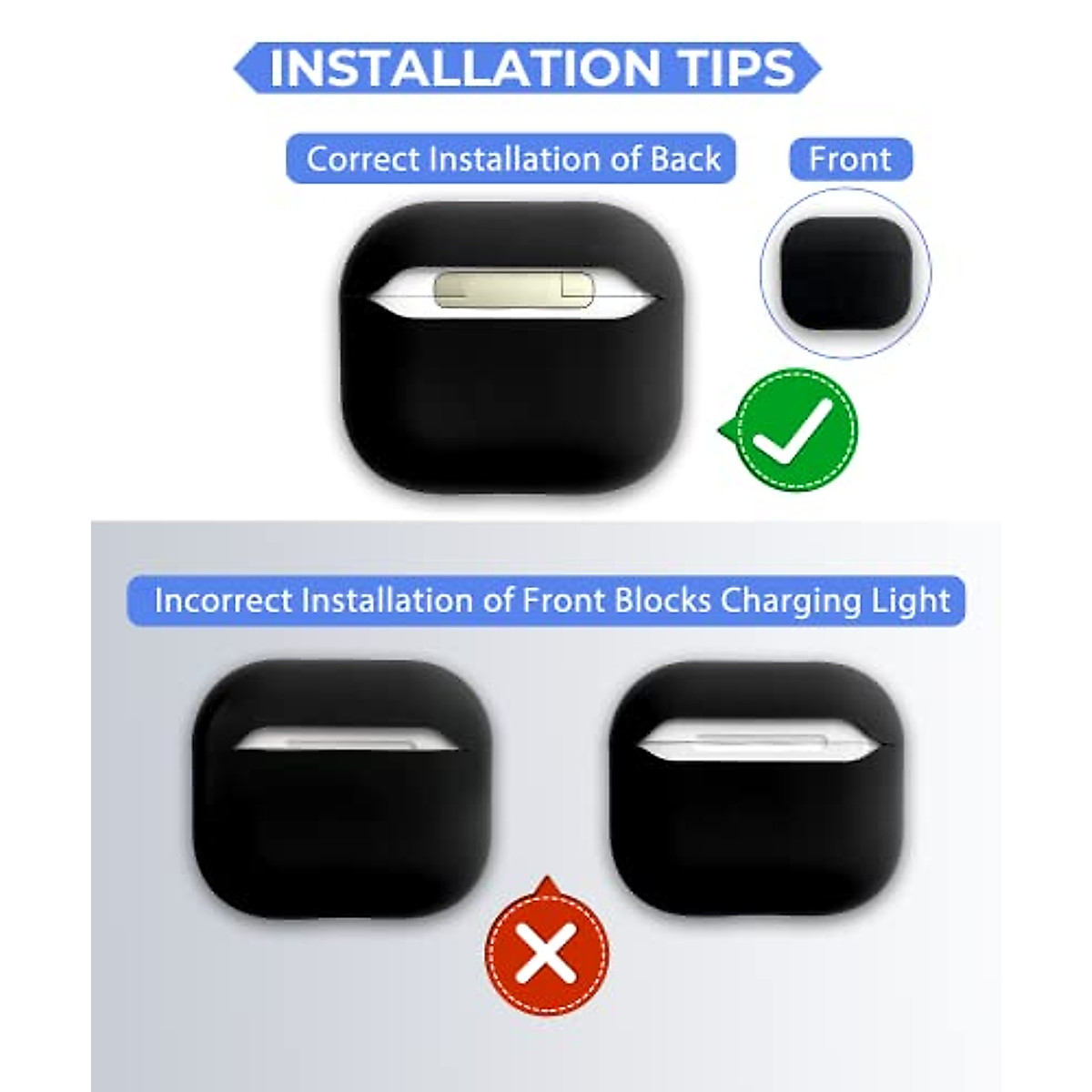 Homstect Compatible with Airpods 3 Case, Triple-Layer Protective Silicone Case for AirPods 3rd Generation (2021 Released) Charging Case Cover, Shockproof and Skin-Friendly, Front LED Visible-Black