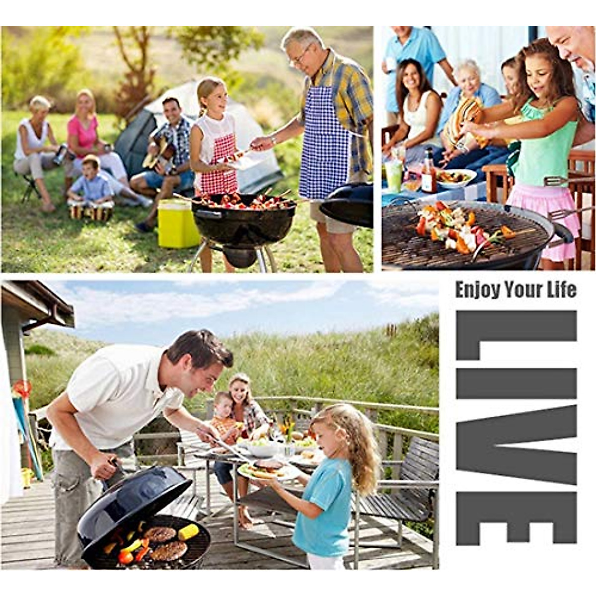 JOMVERL 12PCS Kabob Skewers Flat Metal BBQ Barbecue Skewer 14" Long Stainless Steel Shish Kebob Sticks Wide Reusable Grilling Skewers Set for Meat Shrimp Chicken Vegetable, 12 Pack