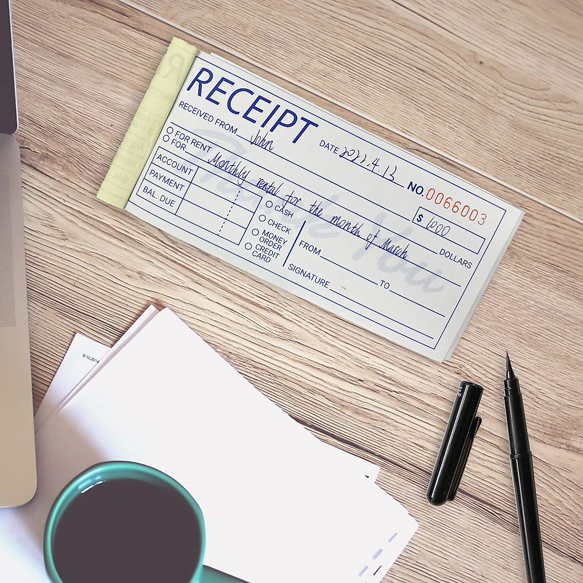 suituts [12 Books] Money and Rent Receipt Books, Pocket Size 2.75x6 Inch 2-Part Carbonless Receipt Book for Small Business (50 Sets Per Book)