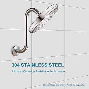 OFFO Shower Head Extension Arm 8 Inch, Brushed Nickel S Shaped Shower Arm with Flange High Rise Goose Neck Shower Arm Extension