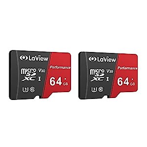 LaView 64GB Micro SD Card 2 Pack, Micro SDXC UHS-I Memory Card – 95MB/s,633X,U3,C10, Full HD Video V30, A1, FAT32, High Speed Flash TF Card P500 for Computer with Adapter/Phone/Tablet/PC