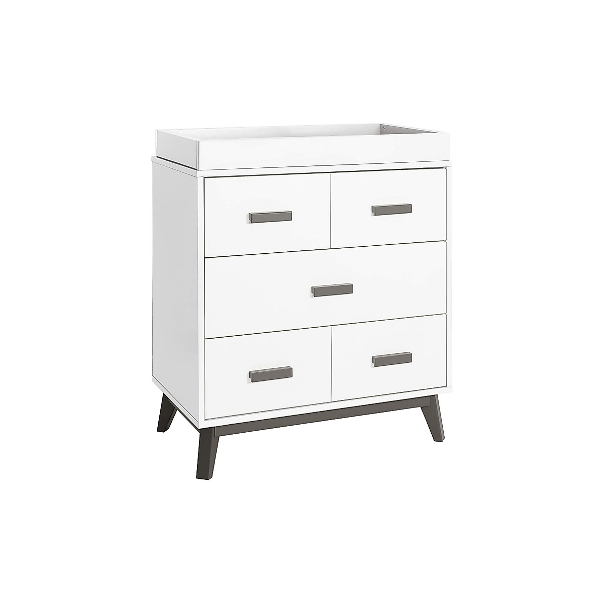 Babyletto Scoot 3-Drawer Changer Dresser with Removable Changing Tray in Slate/White, Greeguard Gold Certified