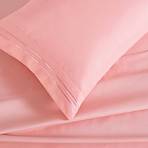 Manyshofu Extra Deep Pocket Full Size Sheets Set - Hotel Luxury 1800 Thread Count Sheets & Pillowcases - Kids Bedding Set up to 24" Mattress - Blush Pink Bed Sheets 18-24 Inch Deep Pockets - 4 Piece