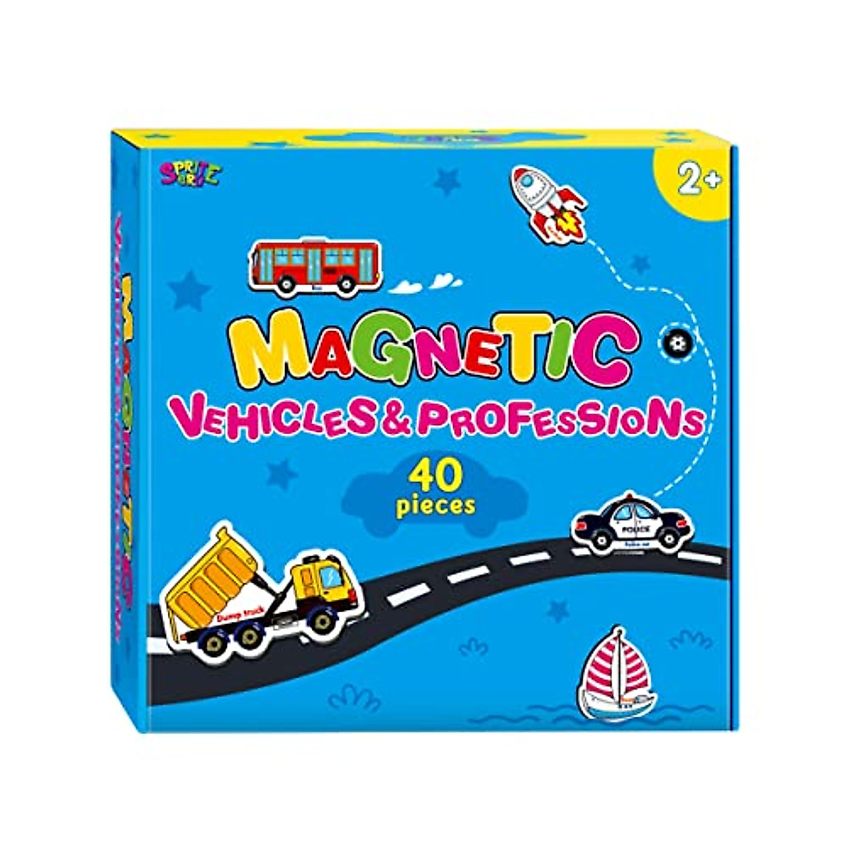 40 PCS Vehicle Magnets, Vehicles and Professions Fridge Magnets for Kids-Common Vehicles, Airplane, Boat & Occupations-Magnetic Transport Refrigerator Decors Educational Learning Toys for Toddlers