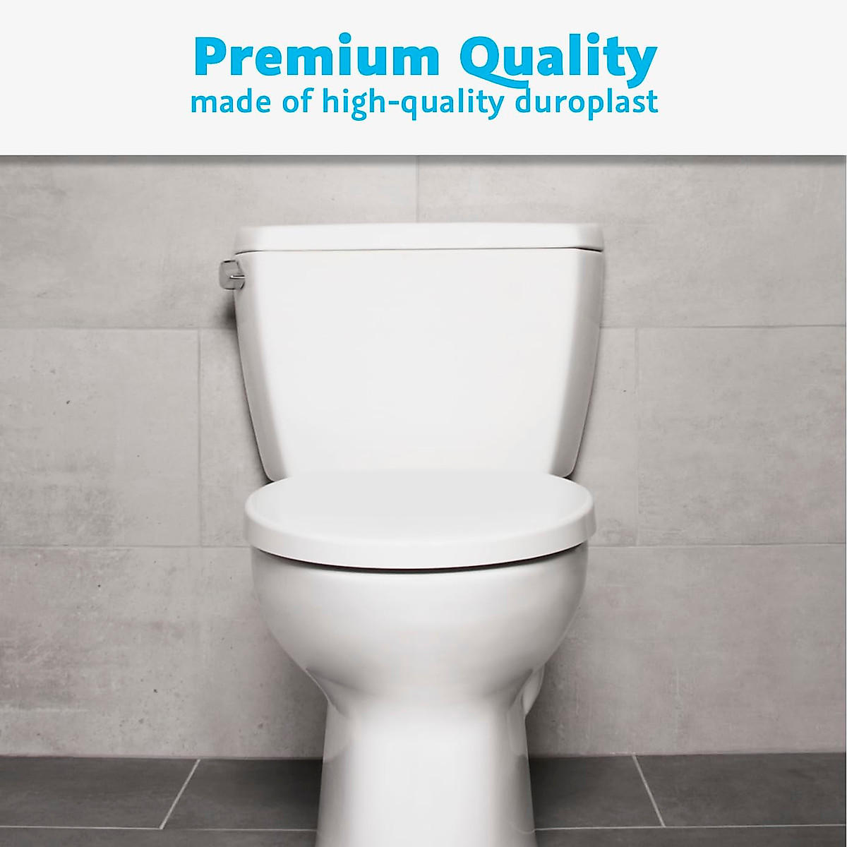 Bullseat Elongated Premium Slow Close Toilet Seat white - Click n’ Clean, Durable, Scratch Resistant