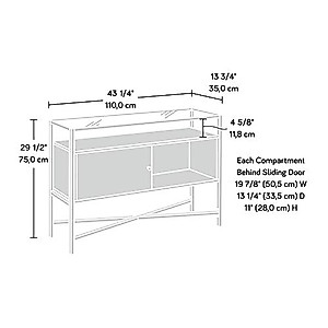 Sauder Harper Heights Accent Table, L: 43.31" x W: 13.78" x H: 29.53", White Plank Finish