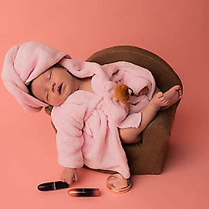 M&G House Newborn Photography Props Bathrobe Outfits Baby Photoshoot Props Robe Girl Baby Photo Prop Outfit Robe Bath Towel Costume Sets 0-6 Months(Pink)