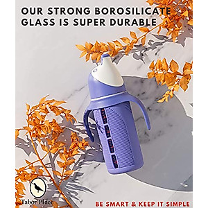 Tabor Place Glass Sippy Cup for Toddlers - The Luca | Spill-proof | Silicone Straw | Mint Green | 8 oz | Liquids Never Touch Plastic | Removable Handles