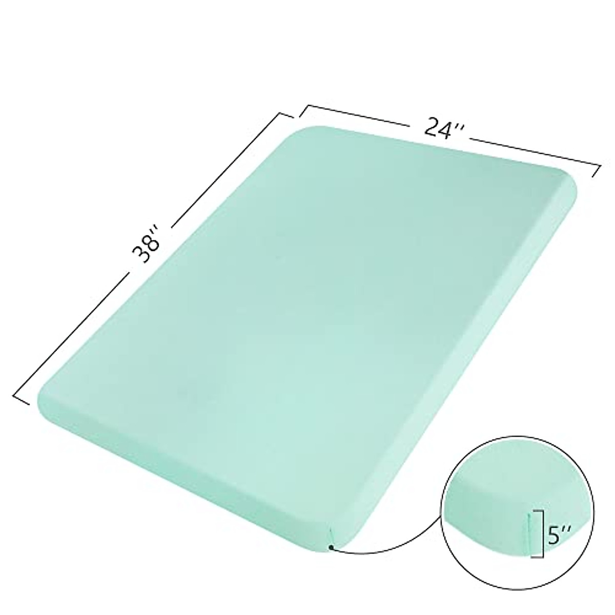 TILLYOU 2 Pack Mini Crib Fitted Sheets, Stretchy Soft Jersey Knit Portable Mini Pack n Play Playard, Playpen Bedding Sheet for Baby, Light Green & Light Gray