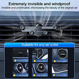 Phone Holder Car Invisible, Invisible Rotatable Air Vent Mount Car Phone Holder 360° Anti-Shake Universal Phone Mount, Adjustable Cell Phone Holder for Car Dashboard & Air Vent (Black,Knob Version)