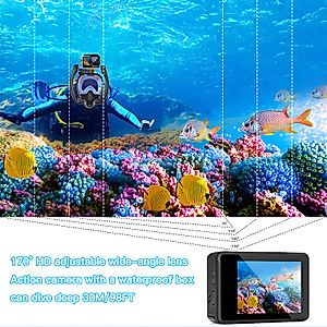 Mafomil Action Camera 4K 60FPS,WiFi Sports Camera with Touch Screen,24 MP HD Underwater Camera,EIS 170 ° Ultra Wide Angle, 98FT Waterproof Underwater Camera(Remote Control/32G SD Card/Accessory Kit)
