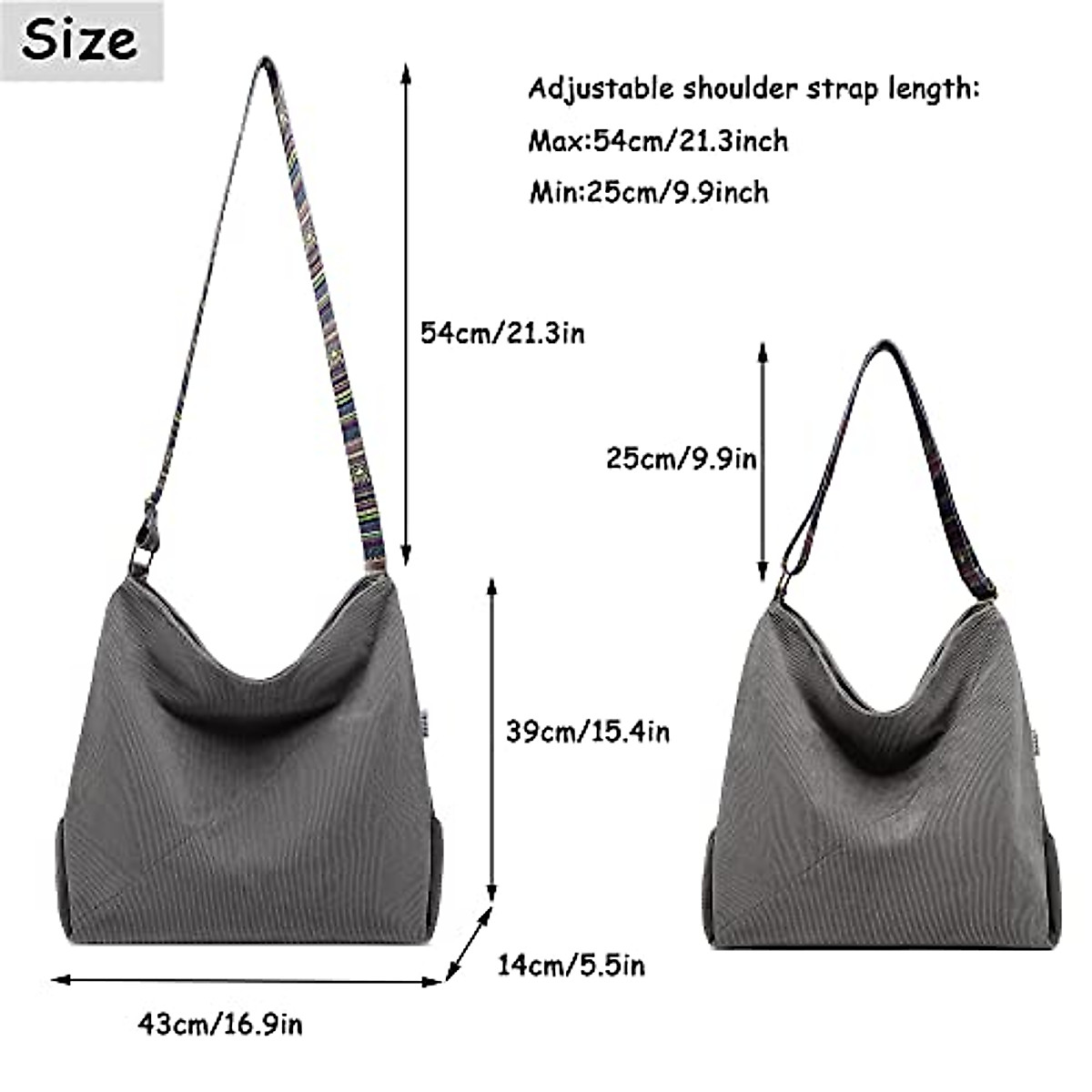 Makukke Tote Bag Women Large Crossbody Bag Stylish Handbag for Women Corduroy Hobo Bag Fashion shoulder Bag Purse
