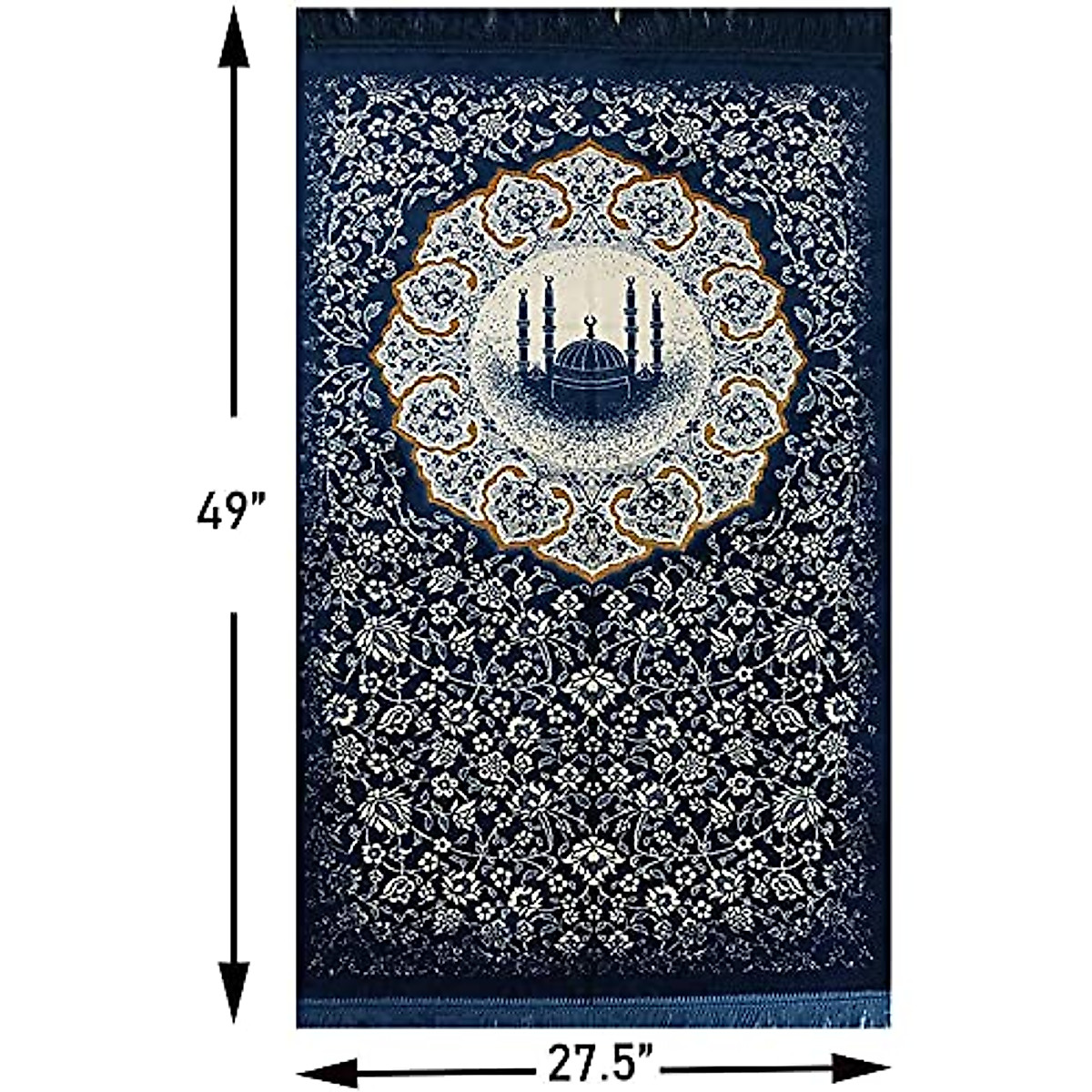 Modefa Turkish Islamic Prayer Rug - Lightweight Velvet Praying Mat - Traditional Muslim Janamaz Sajada - Plush Praying Carpet for Men & Women - Ramadan or Eid Gift - Floral MSQ (Blue)