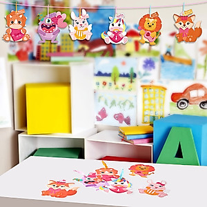 Gersoniel 24 Sets of Valentines Day Craft Kits Valentines Ornament DIY Animals Crafts Valentine DIY Ornaments Stickers for Kids Valentine Class Game Activities and Valentines Day Decorations,6 Styles