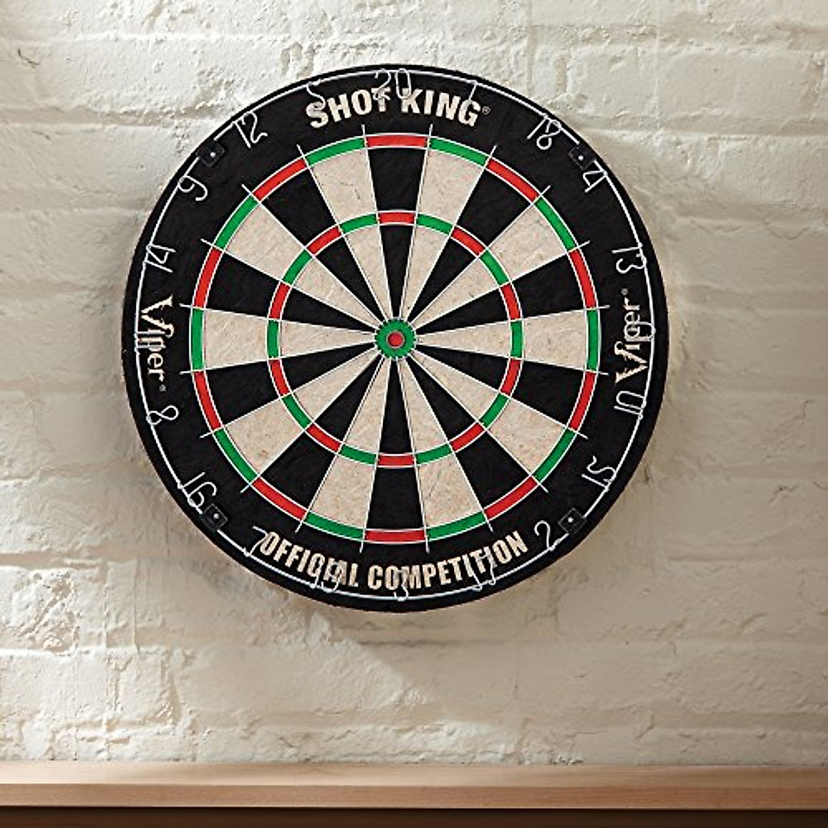 Viper by GLD Products Shot King Regulation Bristle Steel Tip Dartboard Set with Bullseye Metal Radial Spider Wire Compressed Sisal Board with Rotating Number Ring Includes 6 Darts Black