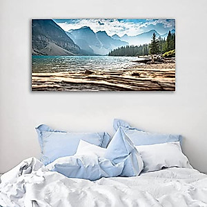 WRHIDBLSWRW Framed Canvas Wall Art Print On Canvas Moraine Lake in Banff National Park Canada Pictures Posters Artwork for Living Room Bedroom Ready to Hang Wall Decor 20X40
