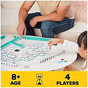 Spin Master Games Legacy Deluxe Mah Jong Classic Game with Two-Toned Tiles and Lined Wood Storage Case, Family Game for 4 Players Ages 8 and up