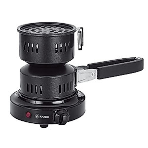 AHADU Premium Electric Charcoal Burner Coconut Coal Starter Hibachi Smart Overheating Control. Instant Coal Disk Tablet Fire Starter. Perfect Stove for Outdoor camping BBQ -Comes with Free Tong/Handle