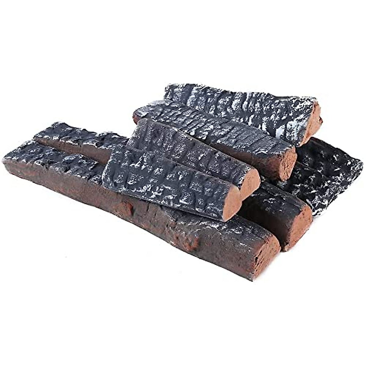 8 Small Pieces Set of Ceramic Wood Gas Fireplace Logs.