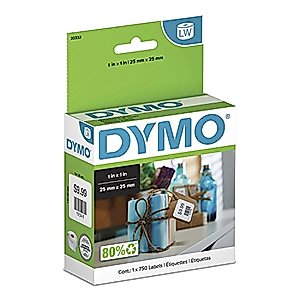 DYMO Authentic LW Multi-Purpose Square Labels | DYMO Labels for LabelWriter Printers, Great for Barcodes, (1" x 1"), 1 Roll of 750
